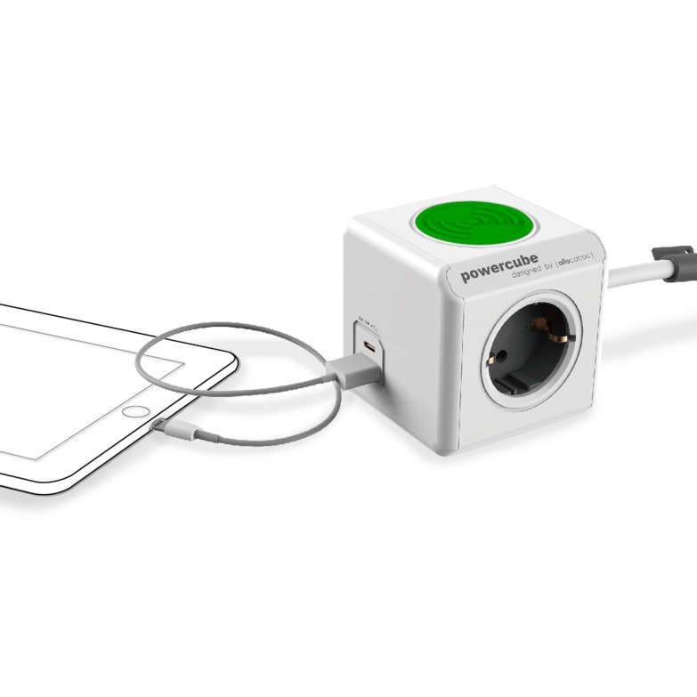 Allocacoc Modular Socket 3 Power Outlets Wireless Charger A C Usb Outputs