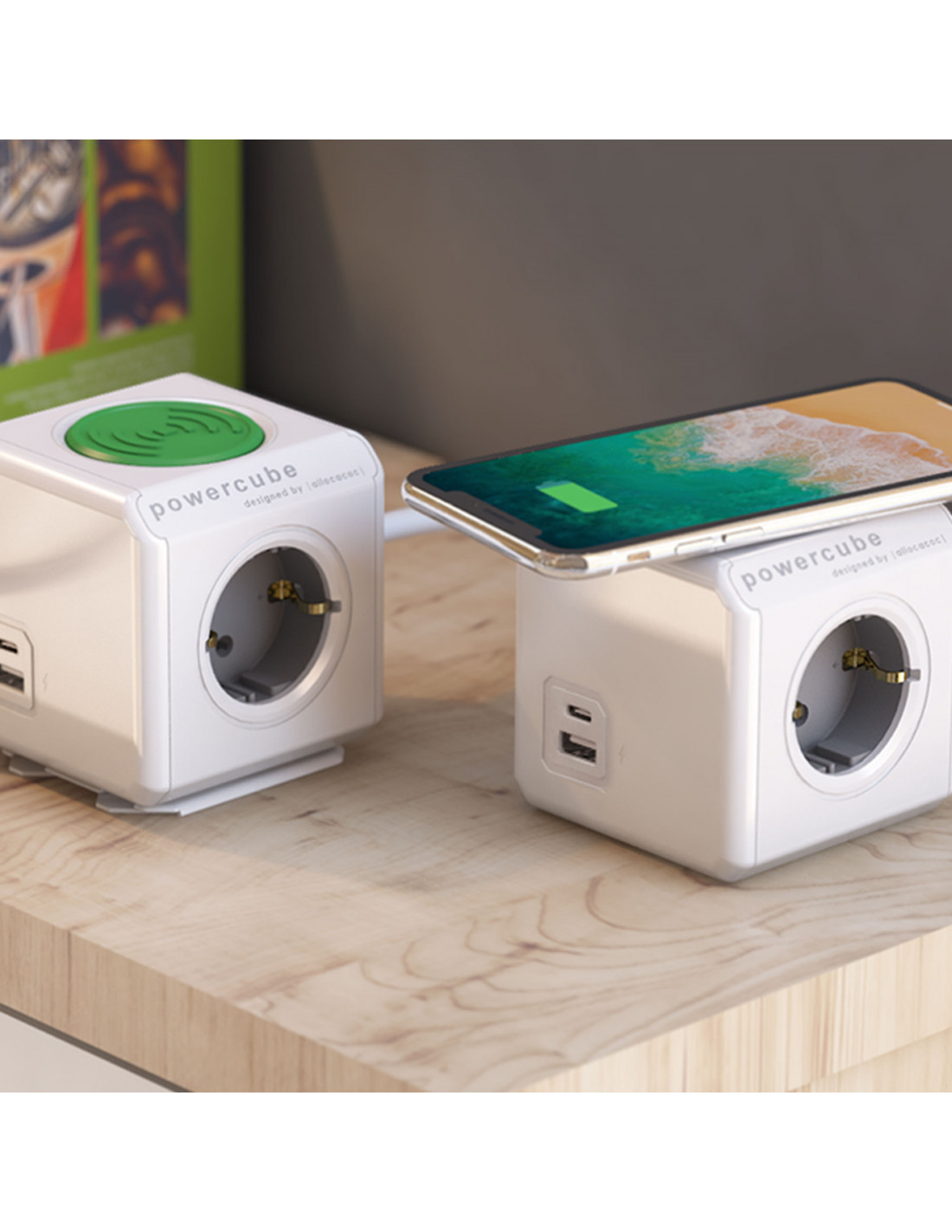 Allocacoc Modular Socket 3 Power Outlets Wireless Charger A C Usb Outputs