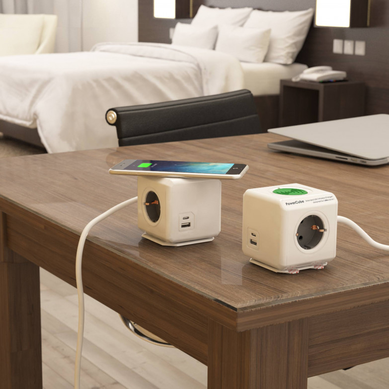 Allocacoc Modular Socket 3 Power Outlets Wireless Charger A C Usb Outputs