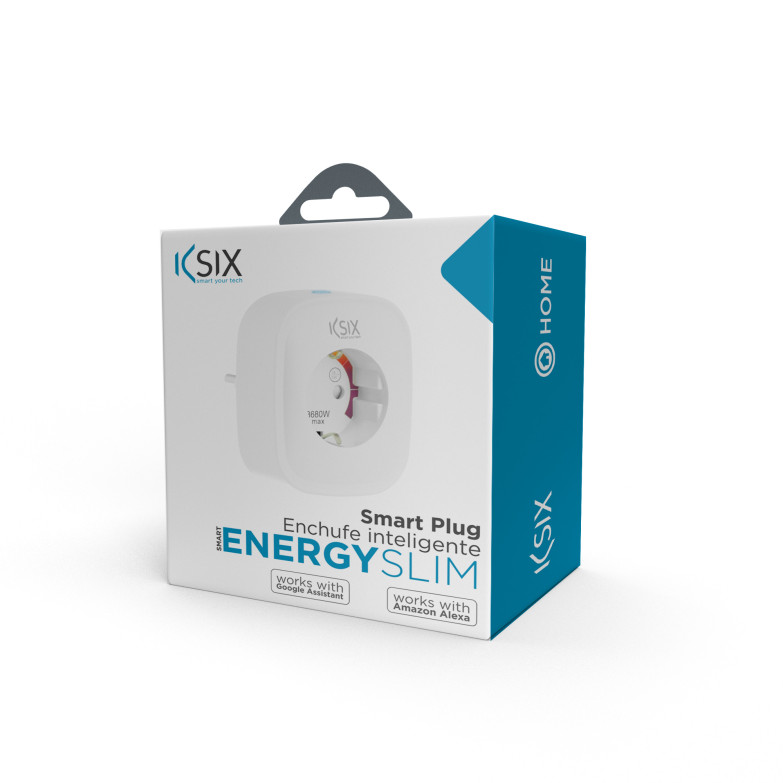 KSIX Smart Energy Slim Smart Plug, 1 power outlet, Wi-Fi, App